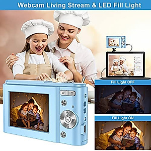 Digital Baby Camera for Kids Boys Girls Adults,1080P 48MP Kids Camera with 32GB SD Card,2.4 Inch Kids Digital Camera with 16X Digital Zoom, Compact Mini Camera Kid Camera for Kids/Teens（Light Blue）