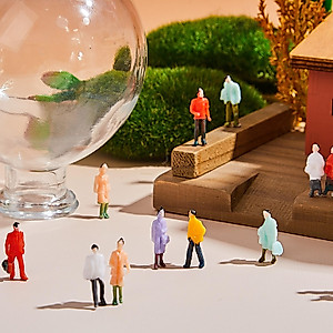 Hungdao 100 Pcs Small 1: 87 Ho Scale Tiny People Figurines Miniature People Figurines for Park Street Miniature Scenes Sitting Standing Tiny People Architectural People Painted Figures