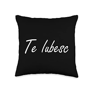 Awesome Romanian Family Apparel Te Iubesc I Love You Romanian Dragoste Cute Heart Throw Pillow, 16x16, Multicolor