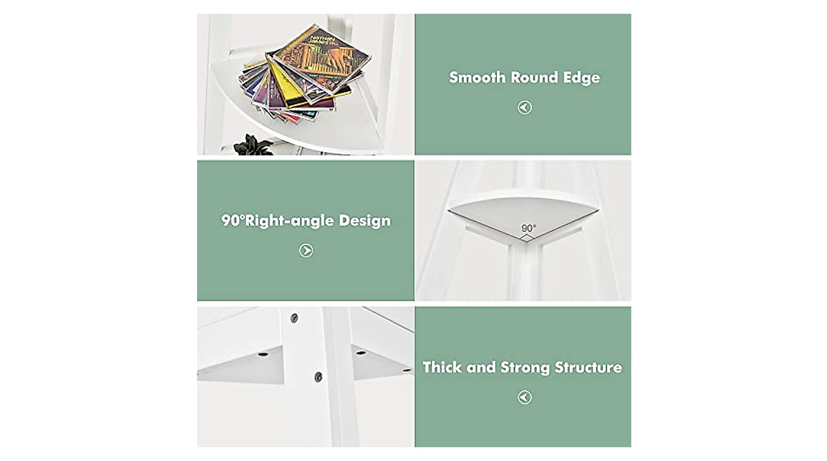 Tangkula 5 Tier Corner Shelf, 69 Inch Tall Corner Bookshelf, 5 Shelf ...