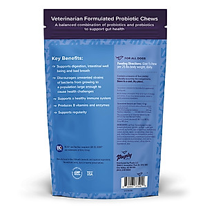 Puply Probiotics for Dogs- Veterinarian-Formulated- Beneficial Prebiotics and Probiotics- Supports Digestive, Immune, Gut Health, Allergy, Diarrhea, Yeast, Itching- Soft Chews- 90 Count- Duck Flavor