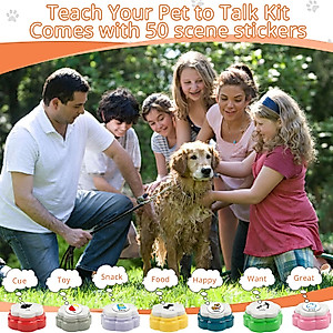 KiViRap Set of 7 Dog Buttons for Communication-Dog Recordable Training Buttons with Rubber Mat,Dog Talking Buttons,Pet Buttons,Dog Training & Behavior Aids,Train Your Dog to Voice What They Want