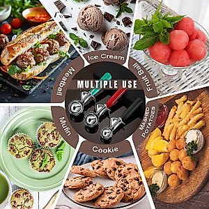 Cookie Scoop Set, Ice Cream Scoop Set, Multiple Size Large-Medium-Small Size Disher, Professional 18/8 Stainless Steel Cupcake Scoop