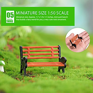 4 Pcs Miniature Bench, Mini Bench for Christmas Dollhouse, Miniature Plastic Bench Christmas Village Bench Doll House Bench Doll Bench Accessories City Park Bench Accessory for DIY Decor Cake Toppers