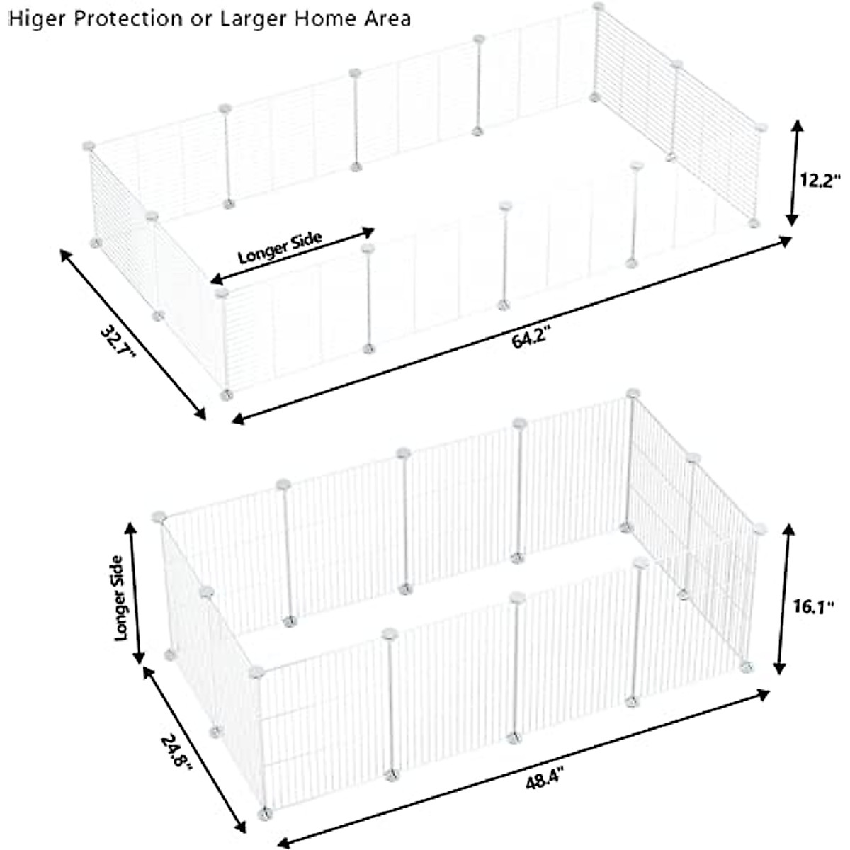 GIMTRR Pet Playpen, White Puppy Fence Portable Small Animals Cage, DIY Wire Dog Playpen Metal Yard Fence for Guinea Pig, Rabbit, Hamster, Kitten, Turtle, Hedgehog, Indoor Outdoor