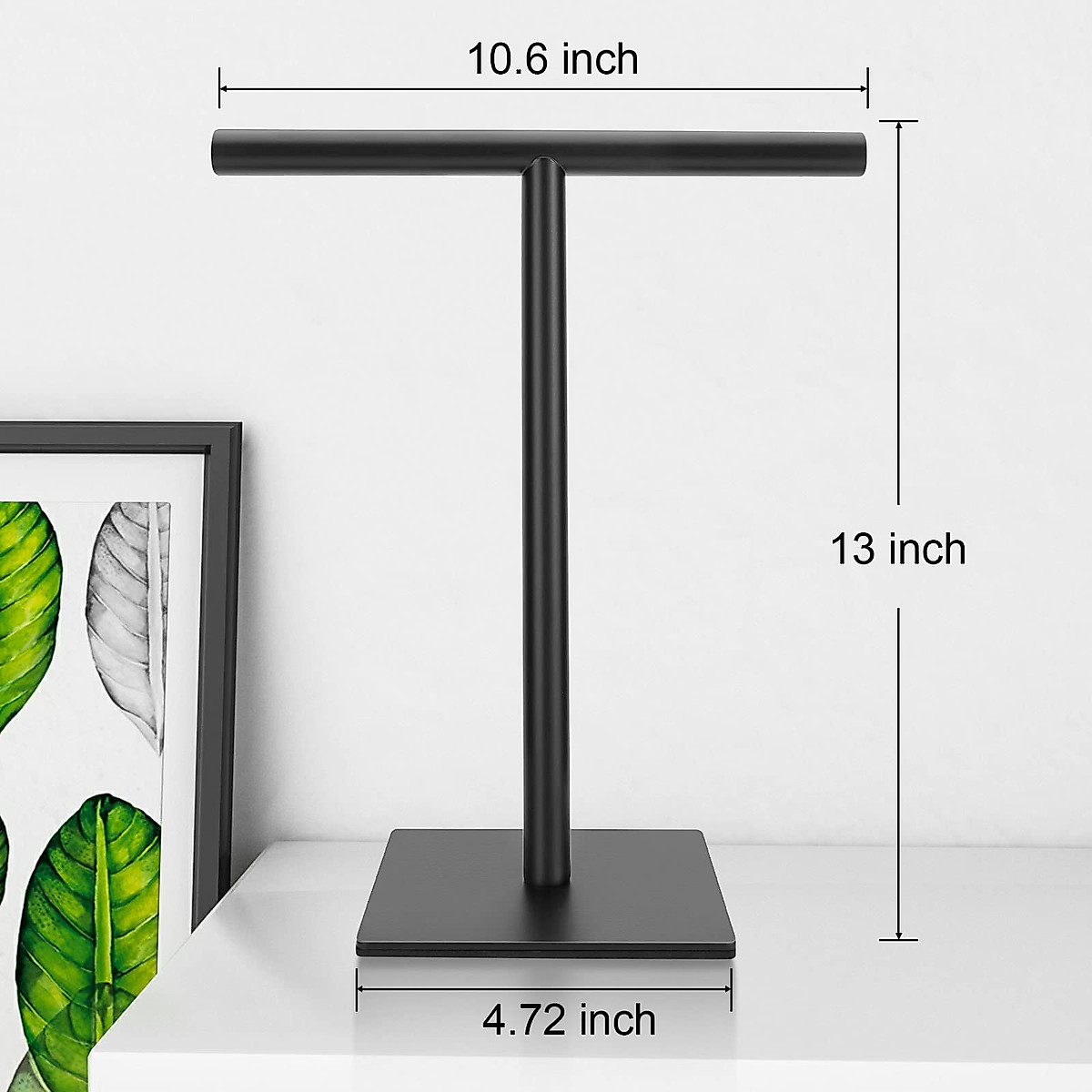 Square T-Shape Hand Towel Holder - Standing Hand Towel Rack for Bathroom or Kitchen Countertops, with SUS304 Stainless Steel Matte Black Finish,Minimalist Style