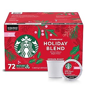 Starbucks Coffee Holiday Blend K Cup Pods, 29.2 Oz, 72 Count