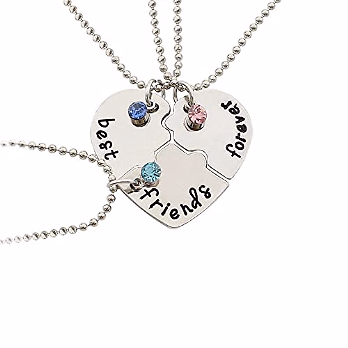 YALLNASL Friendship Necklace for 3 Best Friends Matching Necklaces for BFF Puzzle Piece Necklace for Best Friend Forever and Ever Necklace for BFFs Bestie Birthday Christmas Gifts