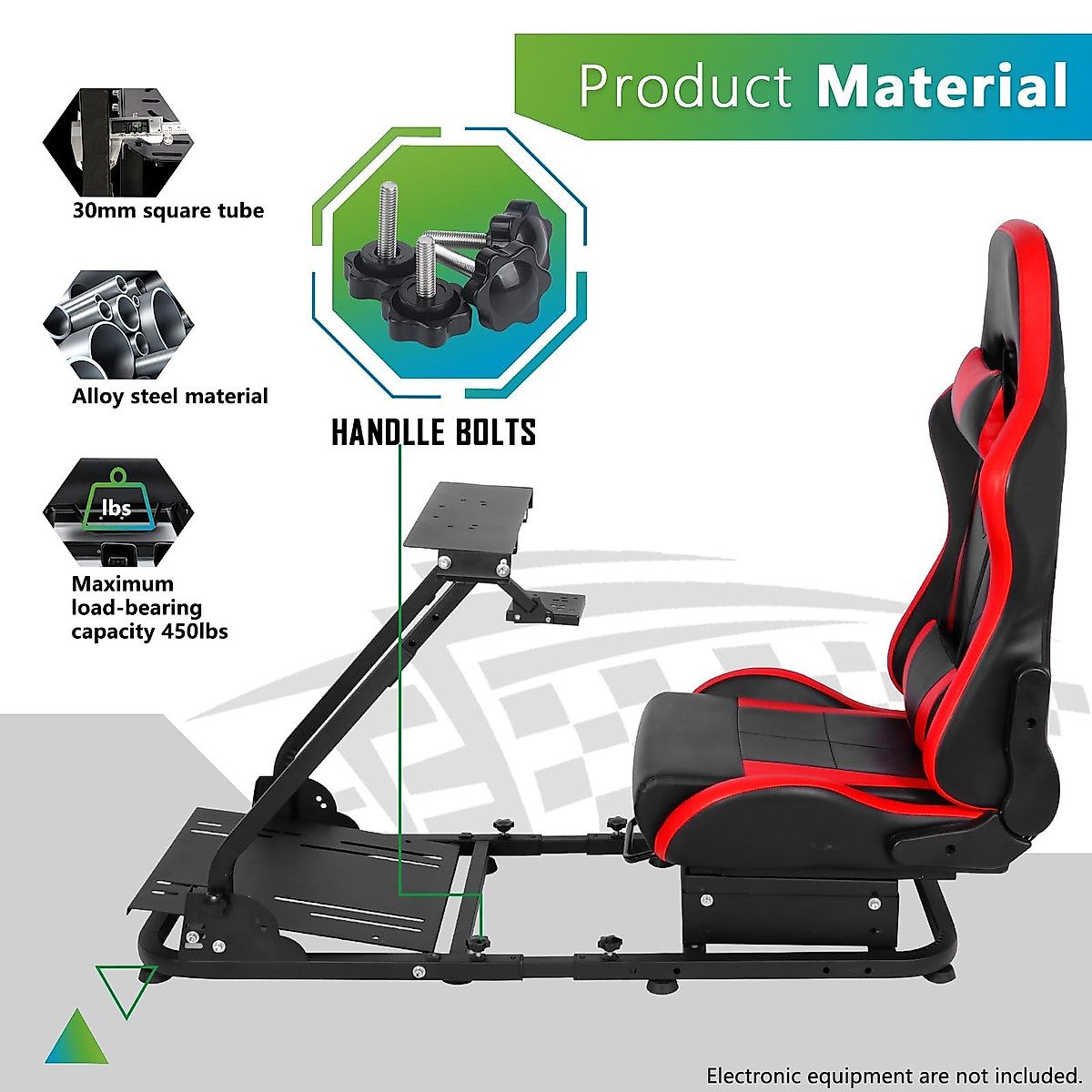 Hottoby Foldable Racing Simulator Cockpit Stand with Red Seat Fit for Logitech/Thrustmaster G25,G27,G29,G920,G923&T300RS,TX,T80,Multi-Angle Adjustment Sim Cockpit racing wheel,No Steering Wheel,HandBr