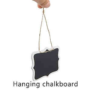 20 Pack Mini Rectangle Chalkboard Label, findTop Foot Stand and Hanging Chalk Blackboard Wood Small Message Board for Weddings,Parties,Table Numbers, Food Signs