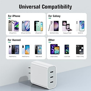 USB C Charger, Amoner 35W 3-Port iPhone Fast Charger Block, iPhone Cube Adapter with PD 3.0 Power Delivery Compatible with iPhone 15/15 Pro/14/13/12/11/SE/XS, Galaxy, Pixel 4/3 and More