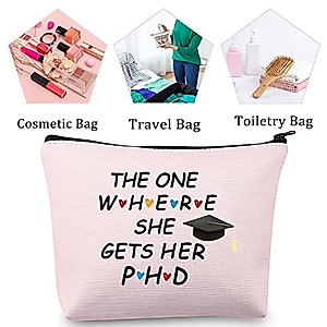MBMSO Phd Graduation Gifts Makeup Bag the one Where She Gets Her Gifts for Phd Students Phd Gifts for Women Doctorate Degree Gifts Cosmetics Bag Travel Pouch (PHD bag pink)