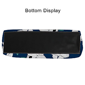 Blue Navy Blue Cute Kawaii Cartoon Animal White Bunny Tote Bag for Women Leather Handbags Women's Crossbody Handbags Work Tote Bags for Women Coach Handbags Tote Bag with Zipper.