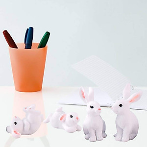 NUOBESTY 8pcs Rabbit Micro Landscape Bunny Decor Easter Bunny Mini Rabbit Figurine Bunny Cake Topper Mini Rabbit Toy Miniature Bunny Figures Fairy Toy Ornaments Rabbit Mini Cupcake White