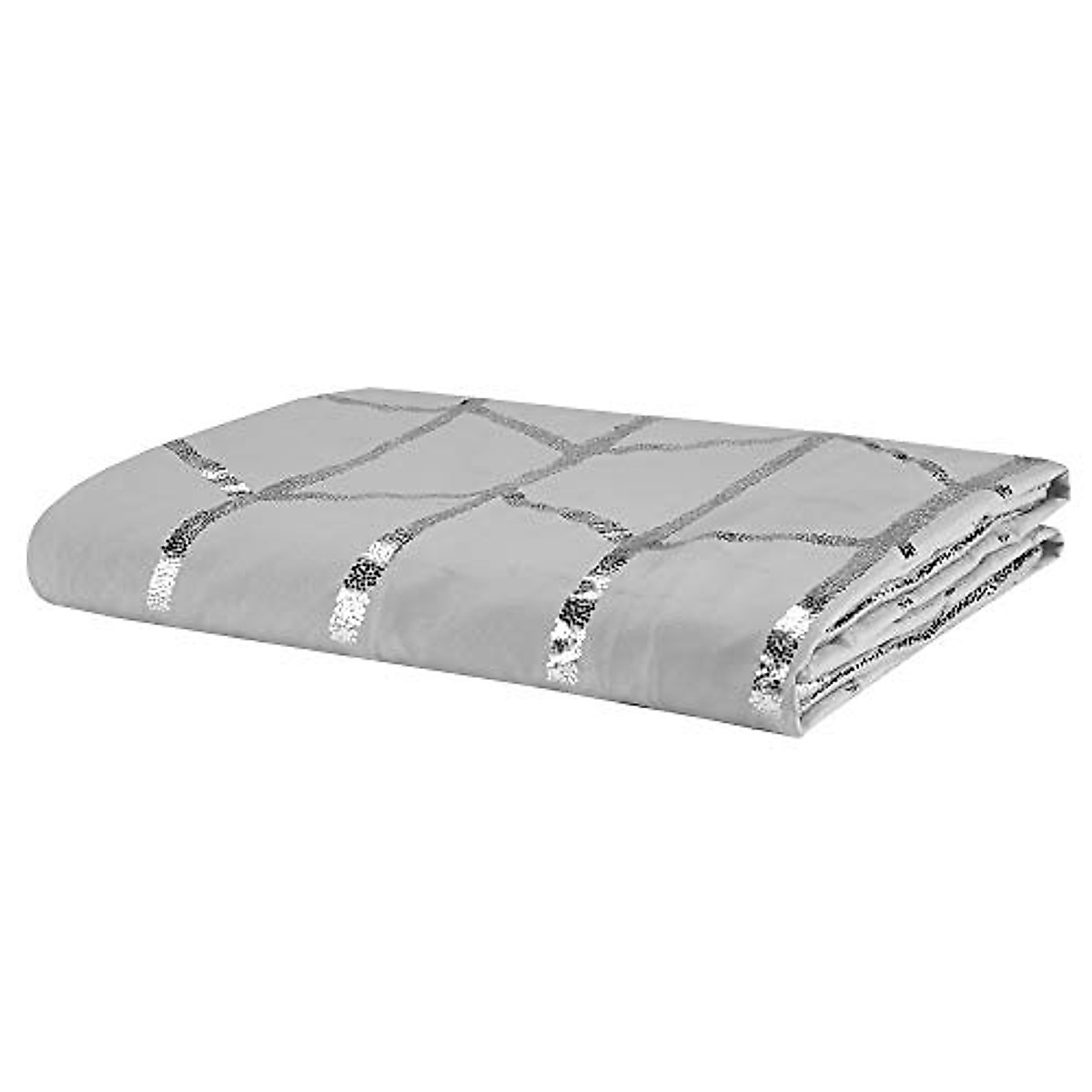 Intelligent Design Raina Duvet Set Metallic Print Geometric Style Embroidered Toss Pillows Modern Trendy All Season Comforter Cover Bedding-Set with Matching Sham, Full/Queen, Grey/Silver 5 Piece