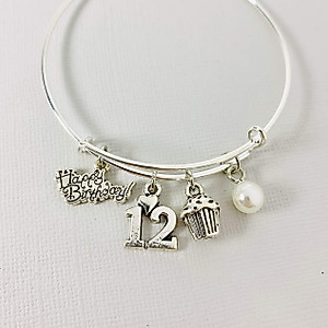 Cupcake 12th Birthday Charm Bracelet Jewelry Gift for 12 Year Old Girl