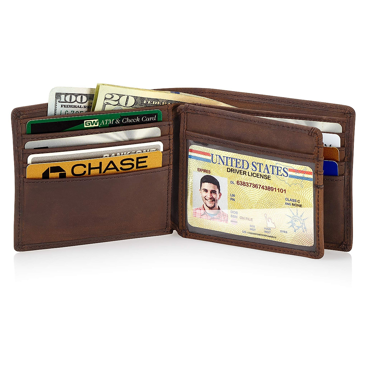 Stealth Mode Leather Bifold Wallet for Men With ID Window and RFID Blocking