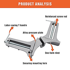 PONY 2-Piece 90 Degree Corner Clamp Set, Featured with 3’’ Maximum Opening, 200 lbs Clamping Force & 1/2’’ Clamping Height, Aluminum Alloy Body, Adjustable Right Angle Clamps for Multiple Projects