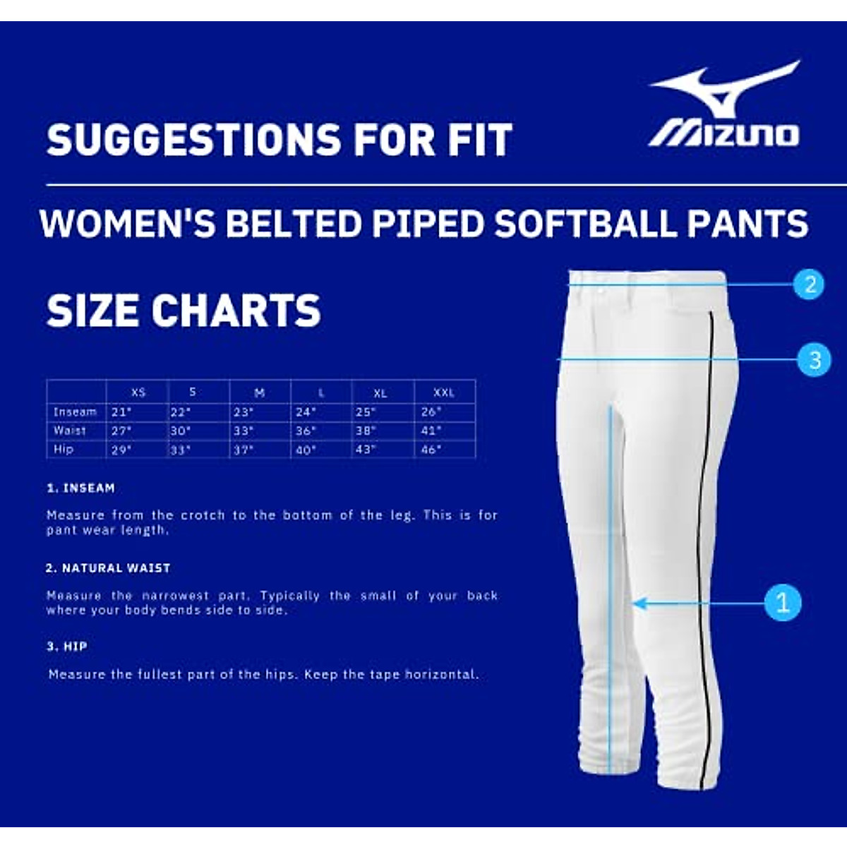 Mizuno Adult Women's Belted Piped Fastpitch Softball Pant, Black-White, Large