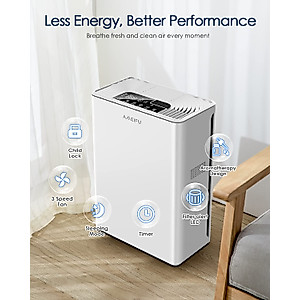 Air Purifiers for Home Large Room up to 1640ft², AMEIFU Hepa Air Purifiers, H13 True HEPA Air Filter for Pets Hair, Dander, Smoke, Pollen, Smell, 3 Fan Speeds, 5 Timer, Sleep Mode 15DB Air Cleaner