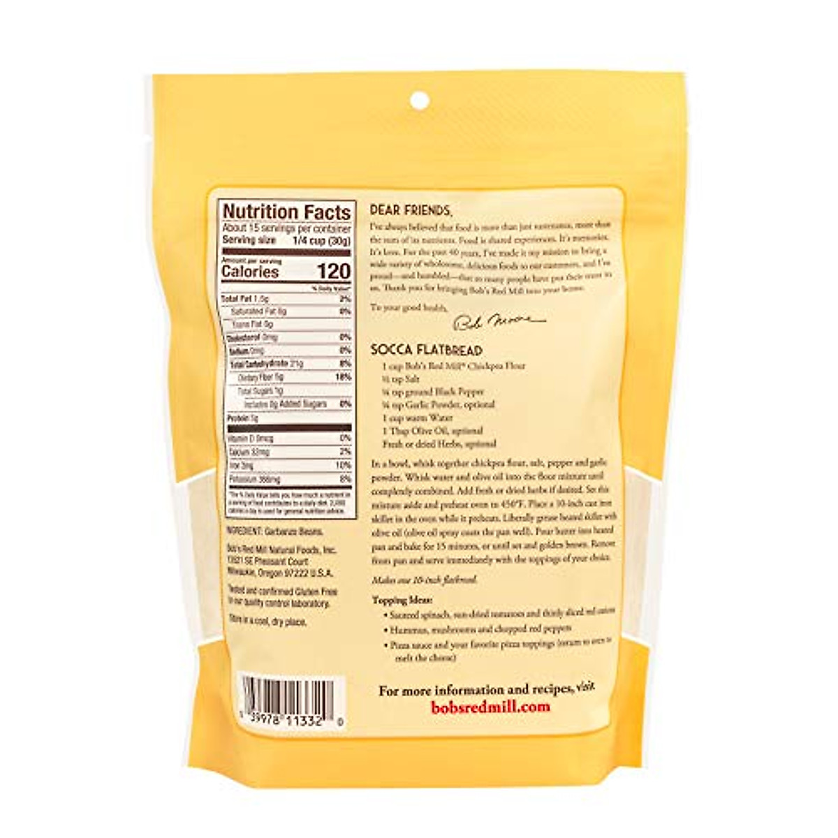 Bob's Red Mill Chickpea Flour, 16-ounce (Pack of 4)