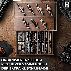 Pocket Knife Display Case – Pocket Knife Case – Knife Cases For Collections – Two-Tier Knife Holder And Knife Display Stand – Pocket Knife Storage Knife Collection Storage Box – The Armory – Walnut