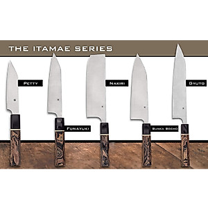 Spyderco Itamae Nakiri Premium Kitchen Knife with 7.28" SUS410 Super Blue Stainless Steel Blade and Burl G-10 Handle - Plainedge - K17GPBNBK