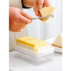 Plastic butter dish with lid,Butter Keeper for Refrigerator,clear butter dish with calibration for Cutting the same size