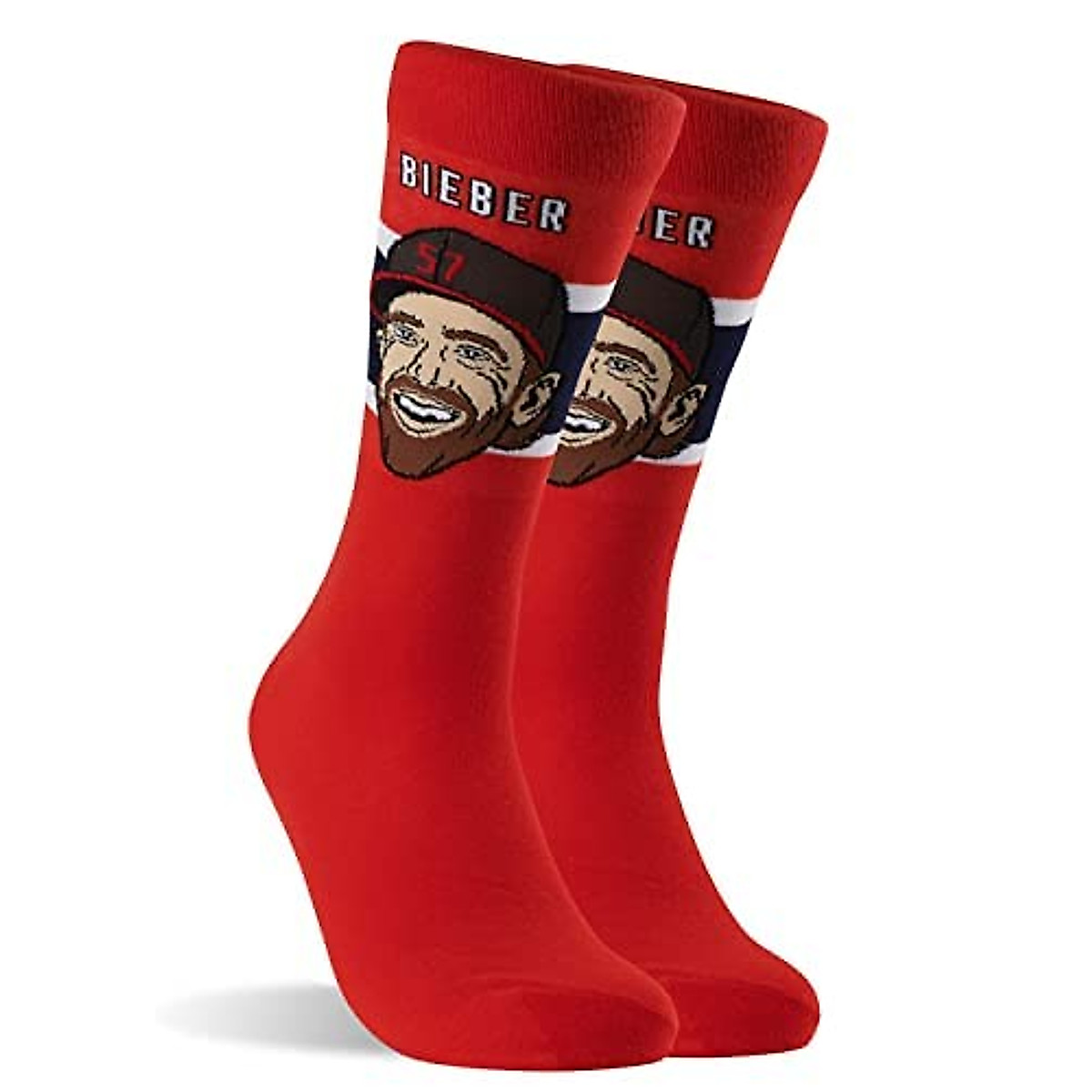 Major League Socks - Cleveland Guardians - Shane (Shanie) Bieber Player Sock, Novelty Baseball Fan Gift, Unisex, One Size (7-13), Collectible, Apparel, Merchandise