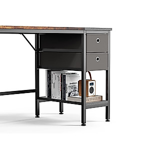 HOMIDEC Office Desk, Computer Desk with Drawers 47" Study Writing Desks for Home with Storage Shelves, Desks & Workstations for Home Office Bedroom