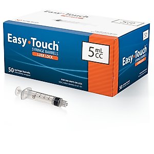 EasyTouch Luer-Lock Syringe Barrel, 5ML Syringe, Pack of 50