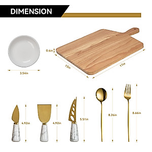 10 Pcs Charcuterie Board Set, 17"x13" Large Premium Wood Cheese Board with Handle Wooden Serving Platter for Mothers Day Gifts House Warming Gifts Wedding Gifts for Couple Bridal Shower Gift