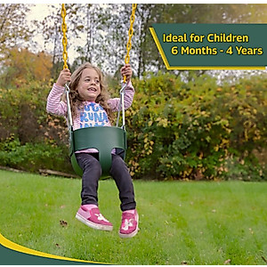 Eastern Jungle Gym Heavy-Duty High Back Full Bucket Toddler Swing Seat with Coated Swing Chains Fully Assembled, Green