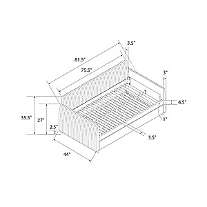 Mr. Kate Daphne Upholstered Daybed with Roll Out Trundle, No Box Spring Needed, Twin/Twin Size, Blue Velvet