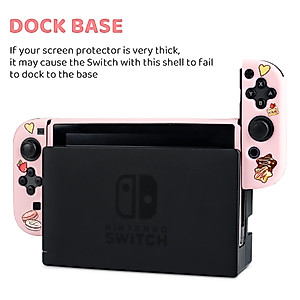 Cute Case for Nintendo Switch, FANPL Soft TPU Protective Cover Compatible with Switch Console and Joy Con Controller, Pink Dockable Shell, Kawaii Switch Skin Accessories - Dessert Cat & Dog Pattern