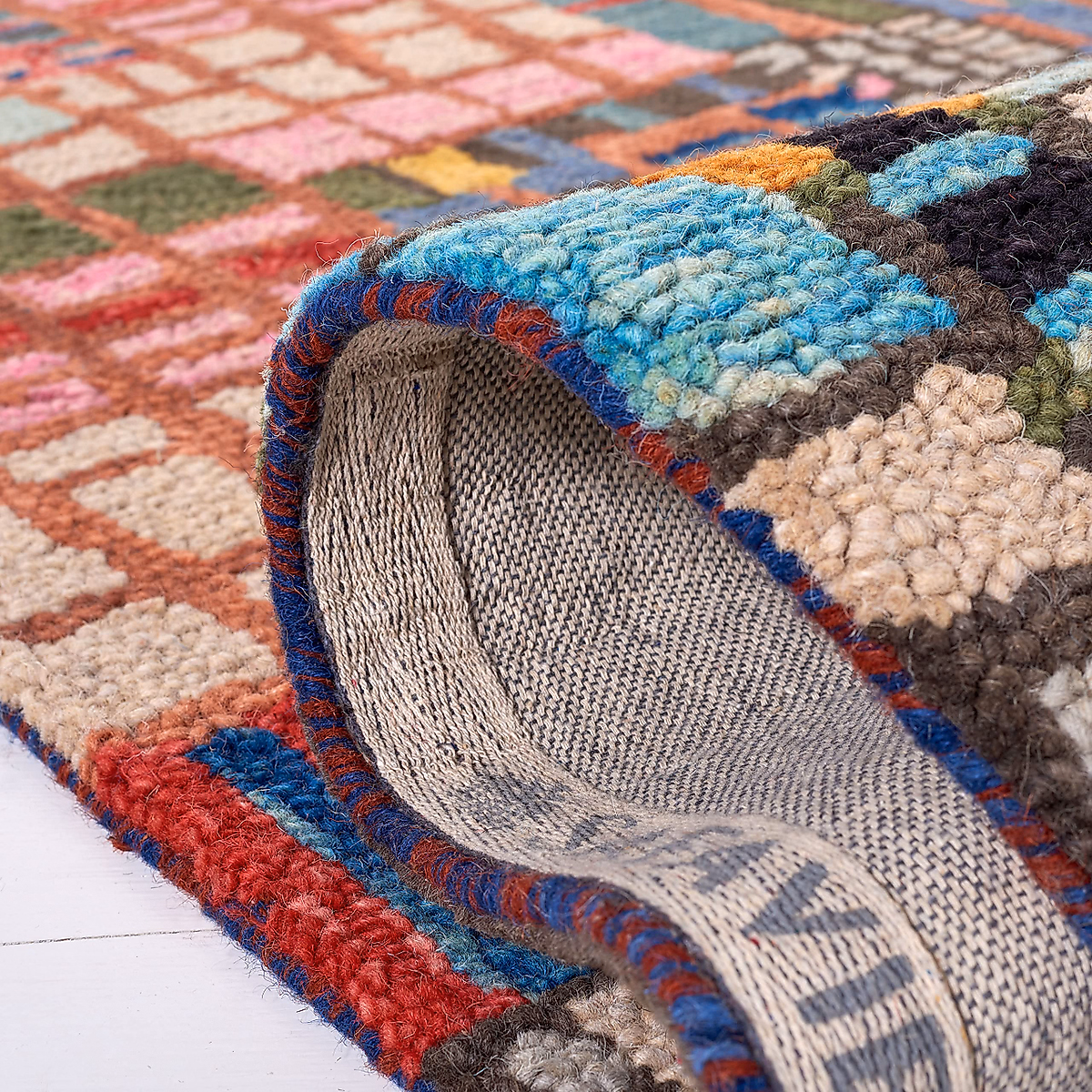 SAFAVIEH Aspen Collection 7' Square Ivory/Black APN517A Handmade Boho Abstract Premium Wool Living Room Dining Bedroom Area Rug