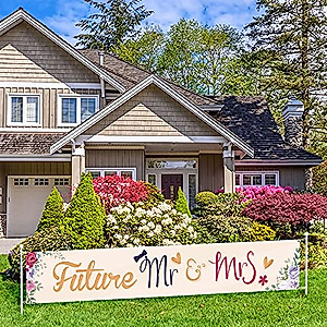 Future Mr & Mrs Large Banner Sign,Decorations Supplies For Engagement Bridal Shower Bride And Groom Party,Bachelorette Party Decor Lawn Sign Yard Sign 9.8x1.6ft
