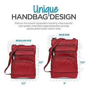Krediz leather crossbody bags for women, Multi Pocket crossbody purse with Adjustable Strap, Soft & Durable Leather Purse