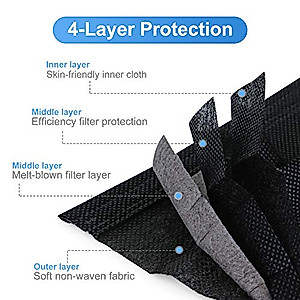 ydscsci Face Mask, Disposable 4 Ply Face Masks Protective Breathable Facial Mask for Adult Men Women Indoor Outdoor Daily Use 50 Pcs Black