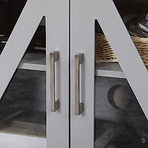 HOMCOM TV Cabinet Stand for TVs up to 58", Entertainment Center with Adjustable Shelves, 4 Glass Doors and 4 Cable Holes for Living Room, Gray