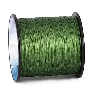 WellieSTR Braided Fishing Line Super Power 4 Strands - Abrasion Resistant PE Fishing Line, (Green Color) 1000M/1094 Yards