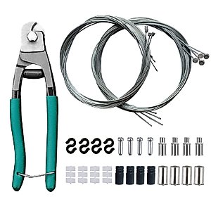 Bicycle Cable Cutter, Universal 4×5.9FT(1.8m) Brake Cable, 4×7.2FT(2.2m) Shift Cable, Replacement Kit for Mountain and Road Bicycle, Cable and Housing Cutter Tool