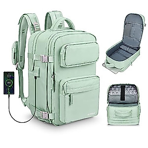 LIVACASA Waterproof Travel Backpack for Women, 40L Airline Approved Carry on Laptop Backpack with Compartment and USB Port