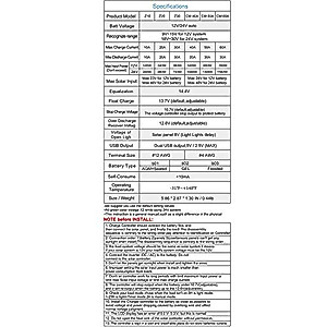 Phoenician Energy 60A Solar Charge Controller 12V/24V Auto, Solar Panel Charge Controller 60Amp Solar Regulator with Dual USB LCD, Backlight LCD Display, Timer Setting ON/Off, and Thermometer (60A)