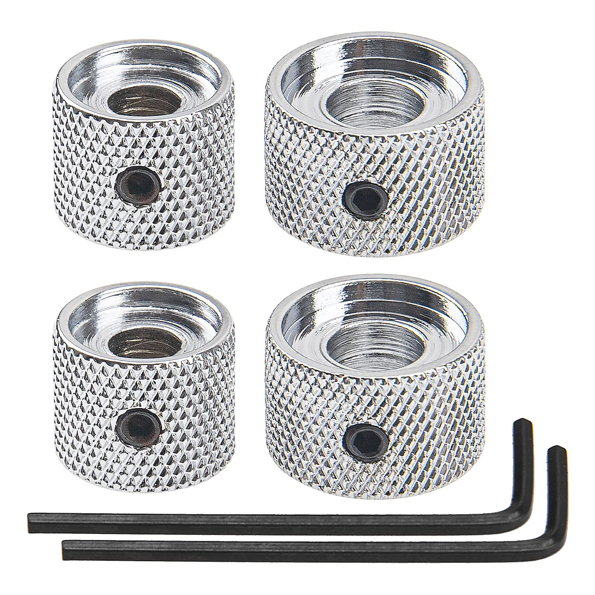 2Pcs Yootones Metal Guitar Dual Concentric Stacked Control Knobs Compatible with Electric Guitar Bass (Silver)