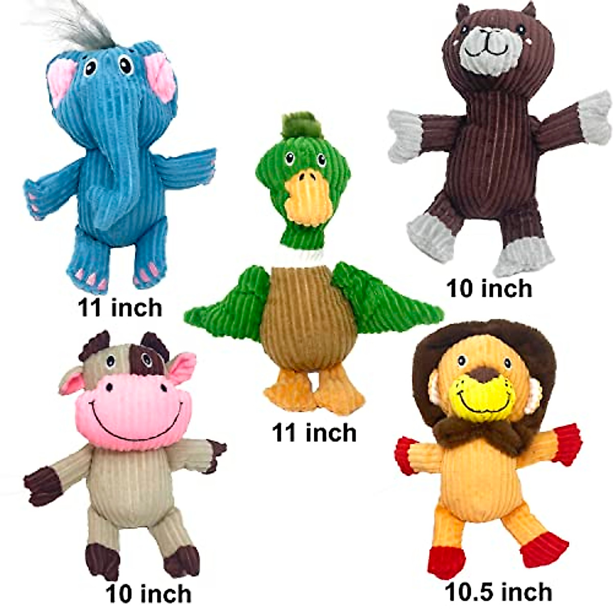 Jalousie 5 Pack Tough Layer Plush Dog Toys Assortment Value Bundle Dog Squeaky Toys Assortment Puppy Pet Mutt Dog Toy Dog Squeak Toy for Medium Large Dogs