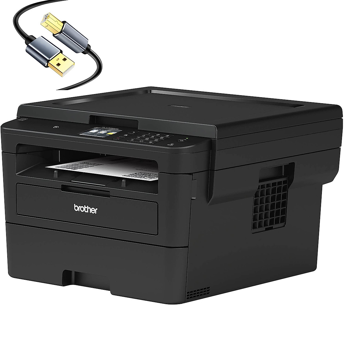 Brother HL-L2395DWC Wireless All-in-One Monochrome Laser Printer for Home Office - Print Copy Scan - 36ppm, 2400 x 600 dpi, 250-sheet, Automatic Duplex Printing, Hi-Speed USB, Tillsiy Printer Cable