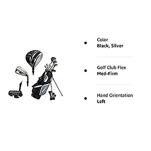 14 Piece Men's All Graphite Complete Golf Clubs Package Set Titanium Driver, Fairway, Hybrid, S.S. 5-PW Irons, Putter, Stand Bag - Choose Right or Left Hand! (All Graphite - Regular Size, Left Hand)