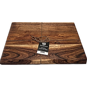 Mountain Woods Large Brown Hand Crafted Live Edge Cutting Board | Serving Tray made Solid Acacia HardWood | Charcuterie Board | Chopping Board for Vegetables, Fruits and Meat | Cheese Board - 18"