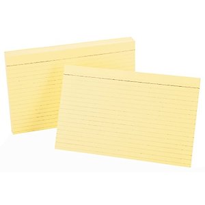 Oxford Ruled Color Index Cards, 5" x 8", Canary, 100 Per Pack (7521 CAN)